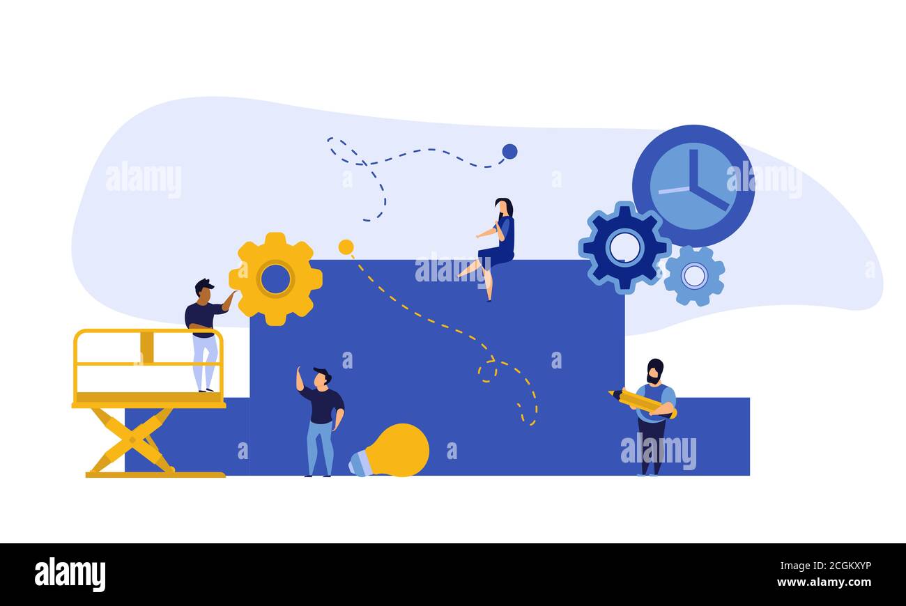 Achievement target career challenge vector flat illustration. People ...