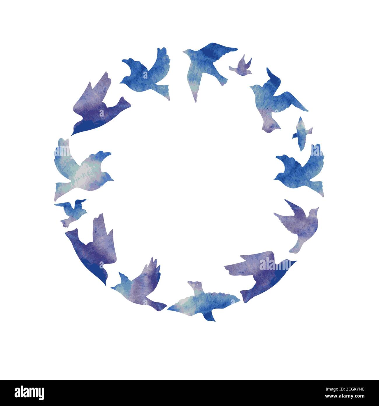 Circle of watercolor birds Stock Vector Image & Art - Alamy