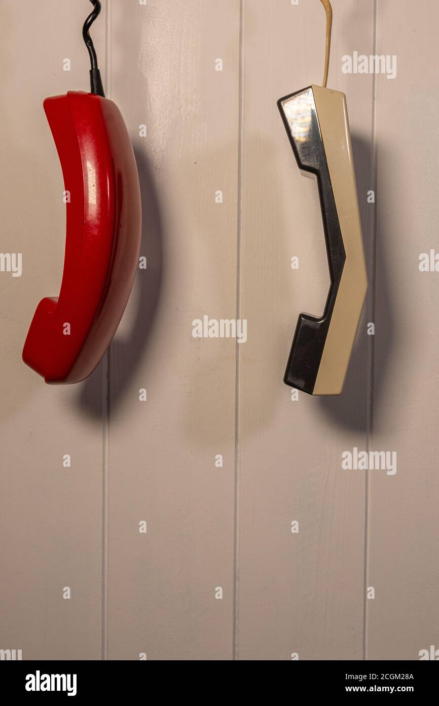 Analog telephone handsets. Telecommunication concept Stock Photo - Alamy
