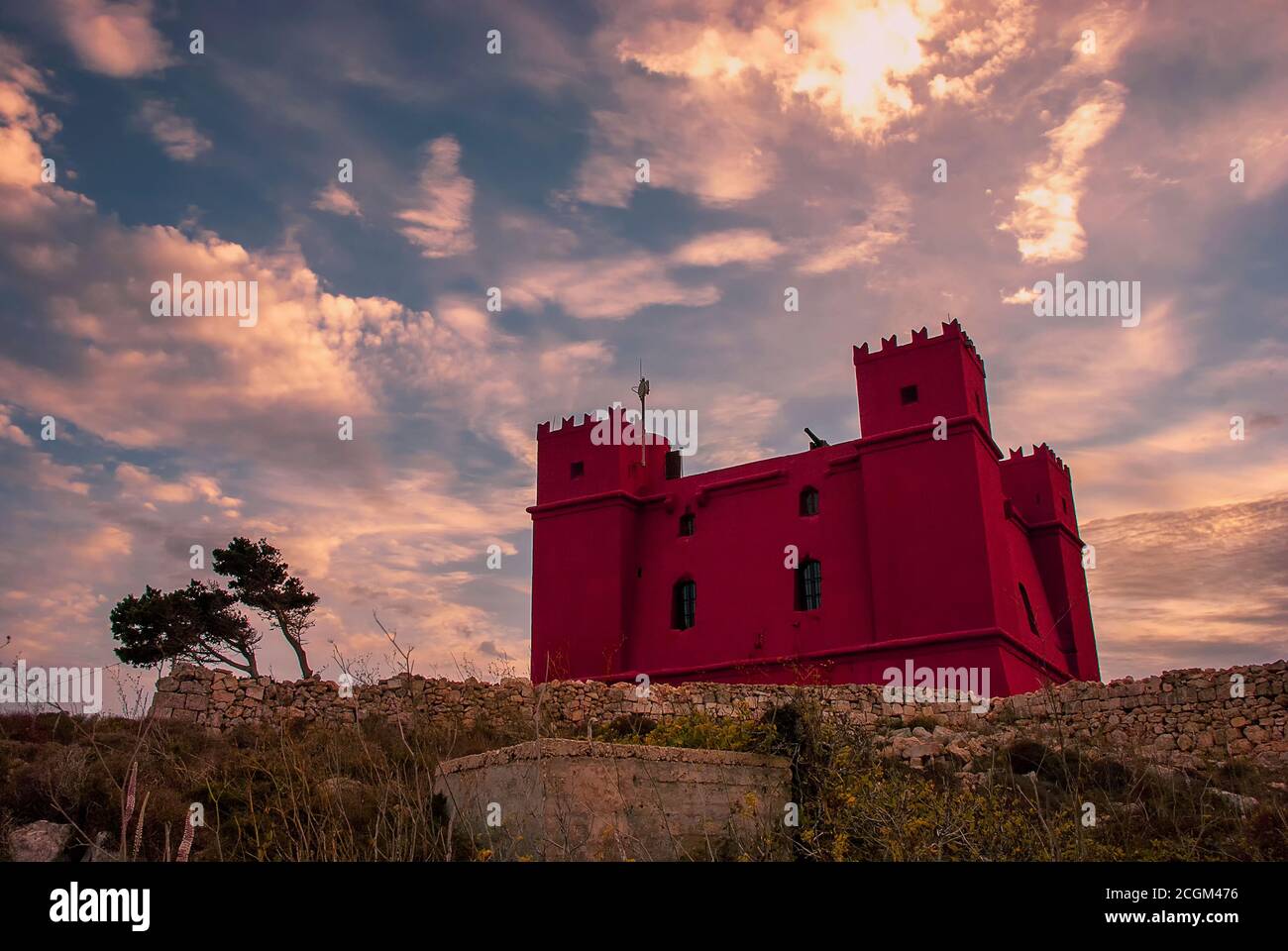 Saint Agatha's Tower (also known as The Red Fort) overlooking Mellieha ...