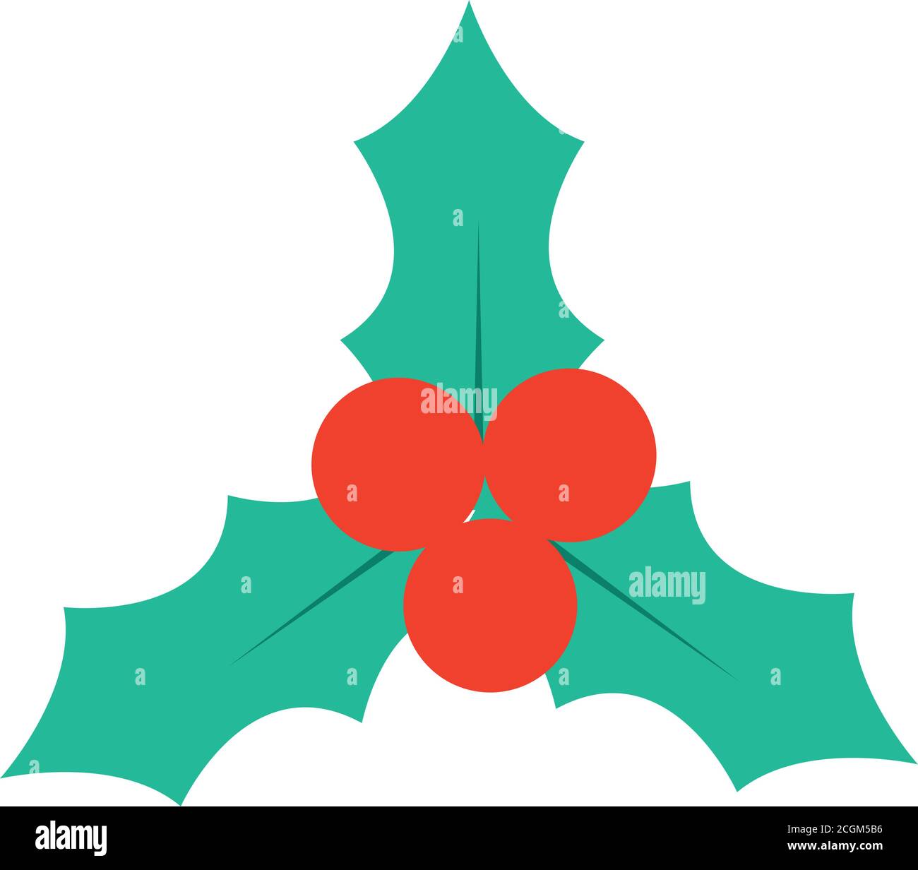 happy merry christmas, mistletoe berries celebration festive flat icon ...