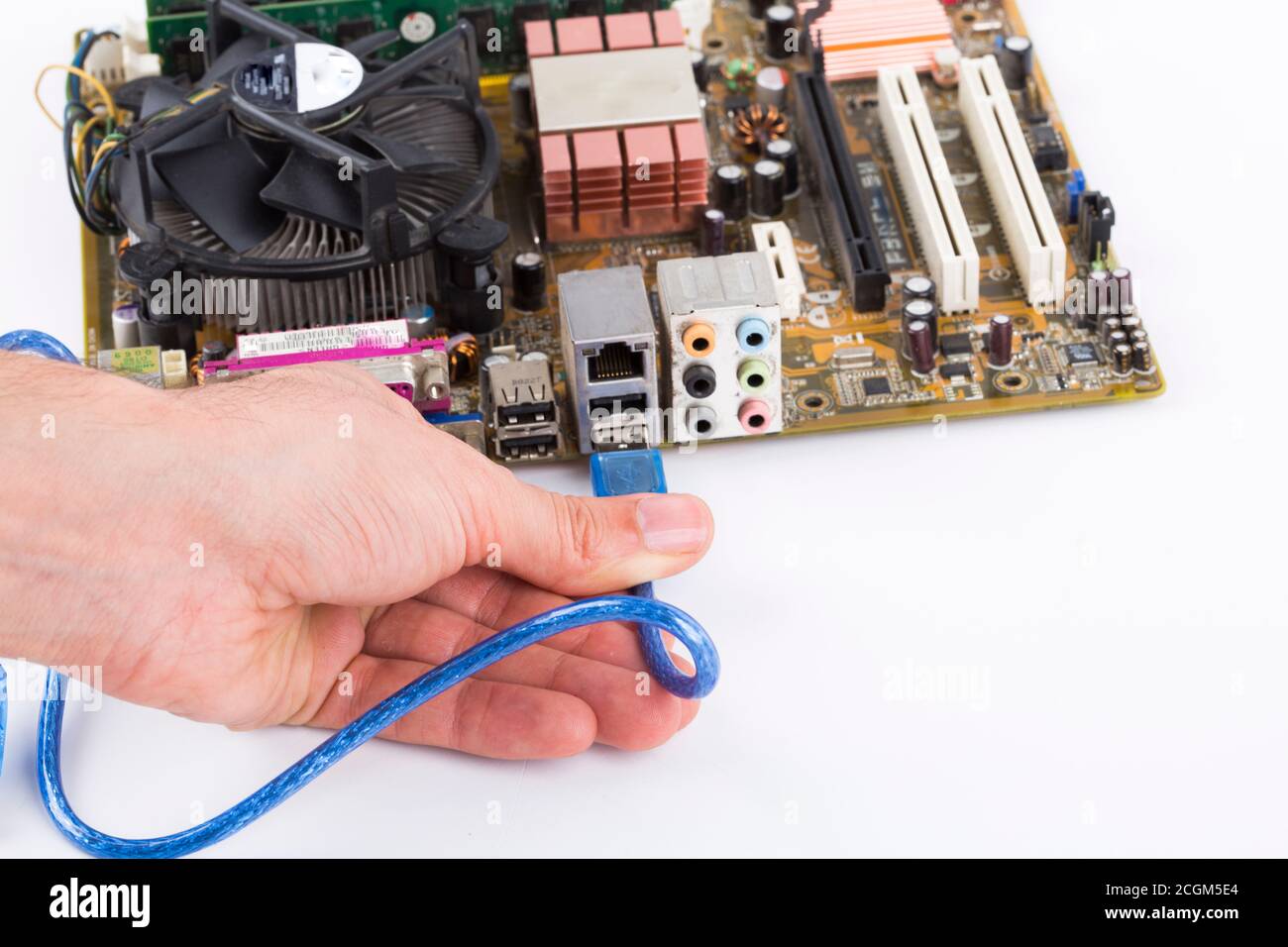repairman repairing main board Stock Photo - Alamy