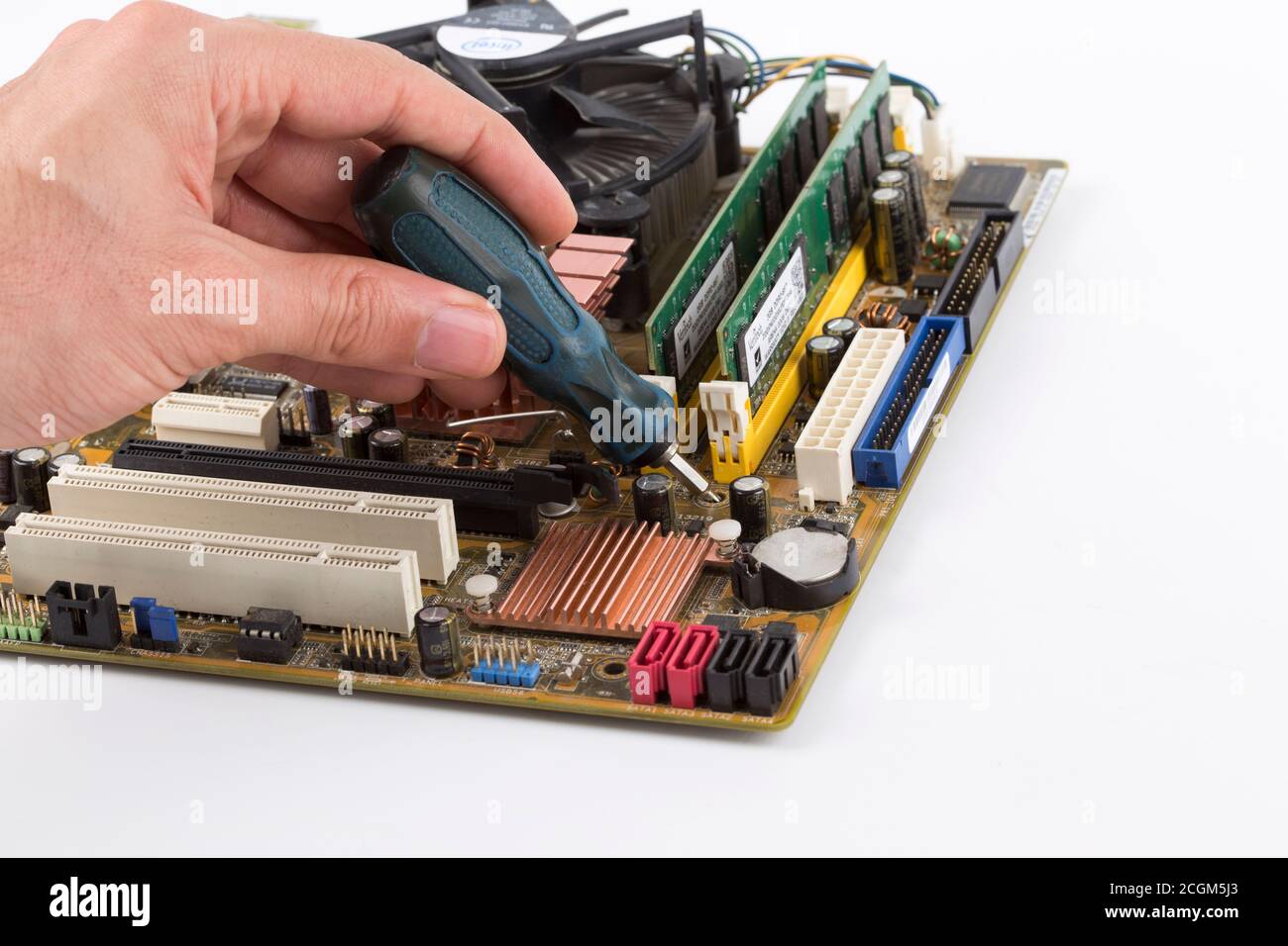 repairman repairing main board Stock Photo - Alamy