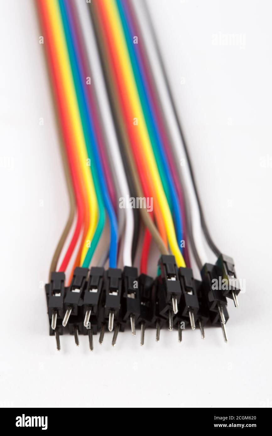 colorful computer cable on white background Stock Photo - Alamy