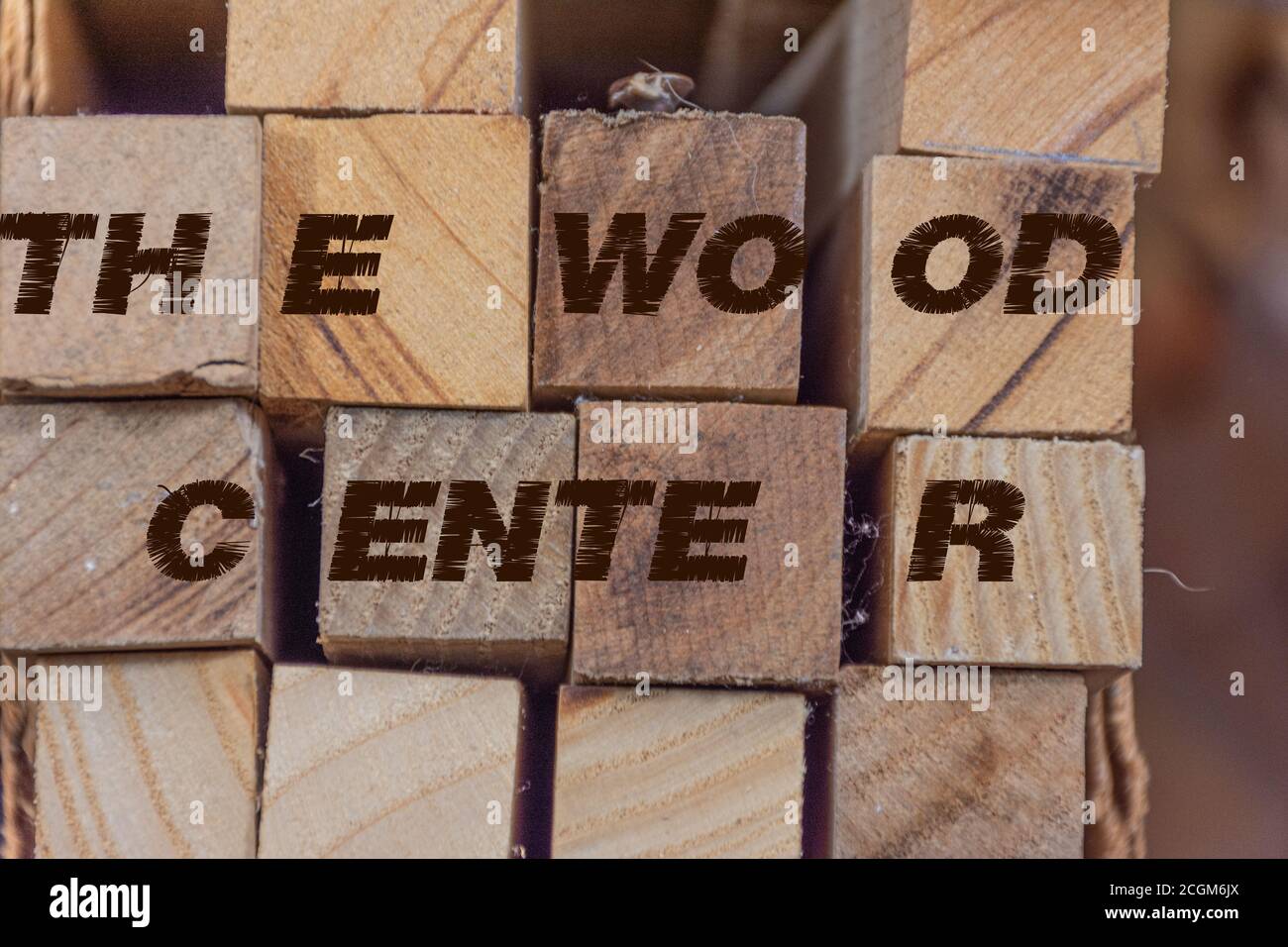 Solid wood bars with written words. Timber processing concept Stock ...