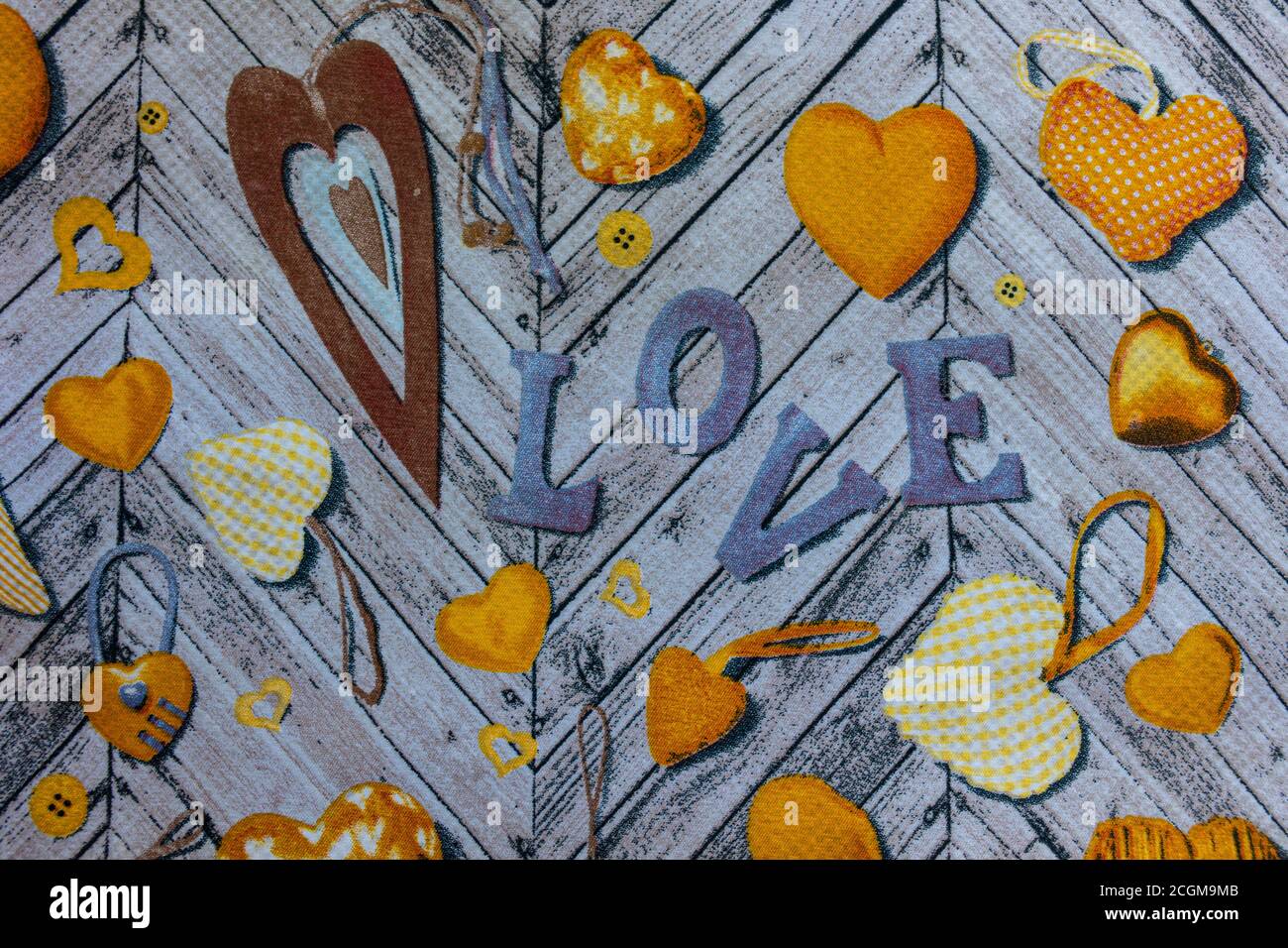Neutral background with various hearts and the word love Stock Photo ...