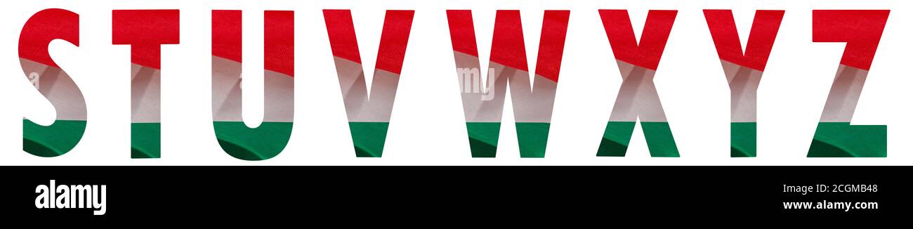 Letters of the alphabet filled with the colors of the Italian flag ...