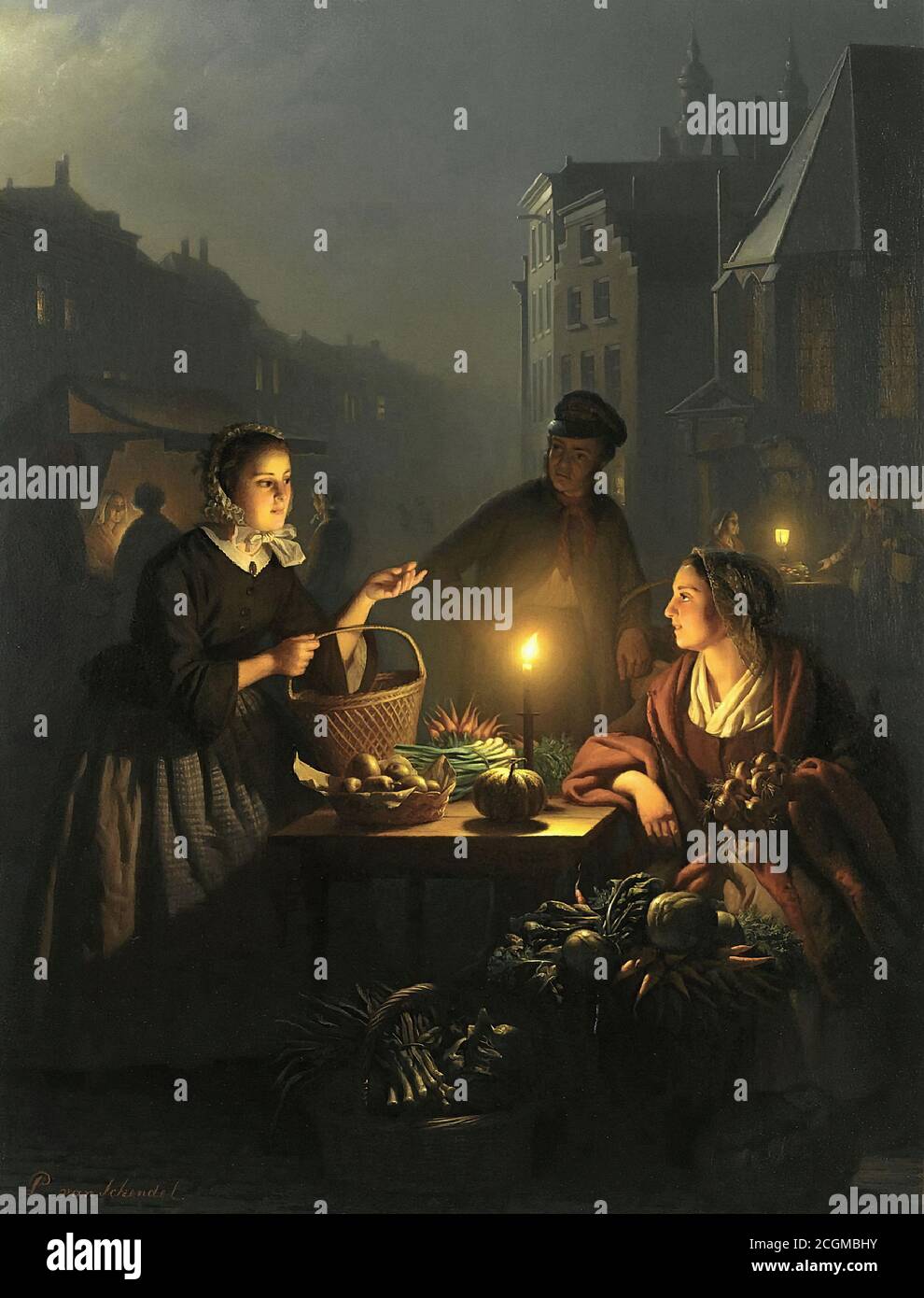 Schendel Petrus Van - a Moonlit Vegetable Market 2 (Vegetable Seller at ...