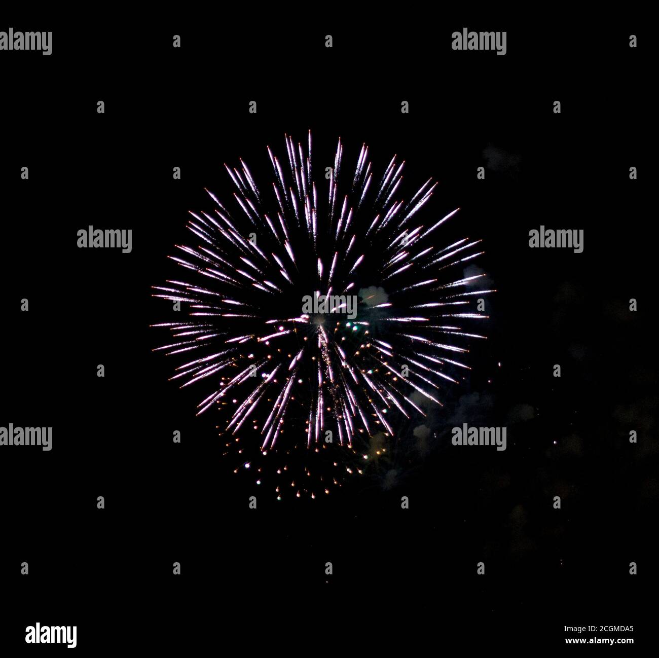 Bursting fireworks in a night sky Stock Photo - Alamy