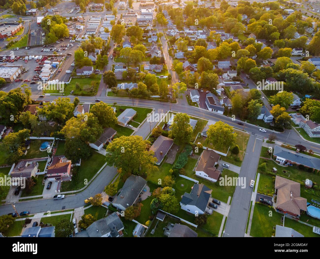 Aerial view of the residential area of beautiful suburb of home ...