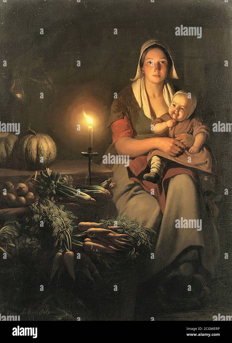 Schendel Petrus Van - Mother and Child at the Night-Market - Belgian ...