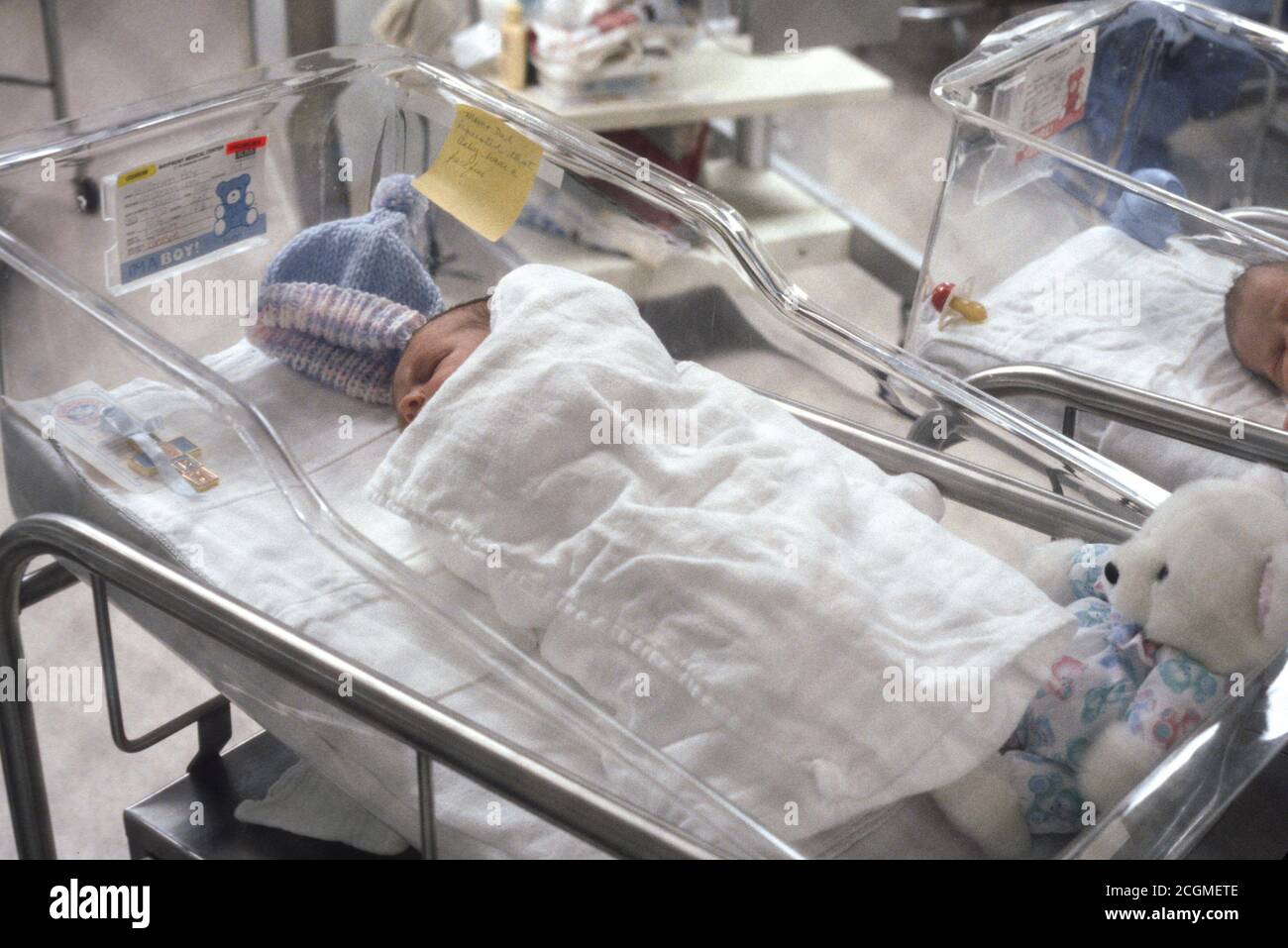 Newborn Babies in Maternity Ward Beds, 1990's, USA Stock Photo - Alamy