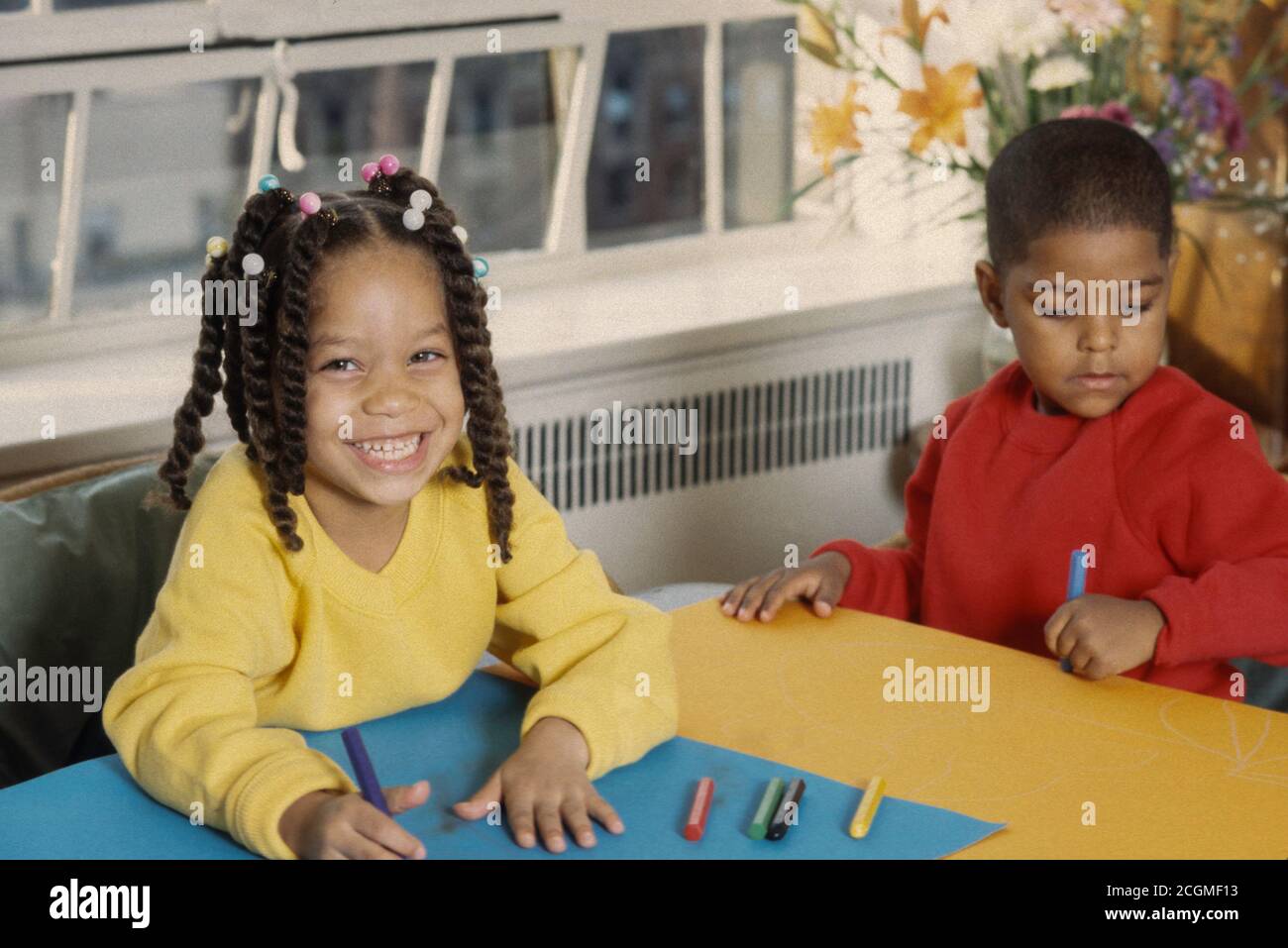 Small African American Children Home Schooling, USA Stock Photo - Alamy