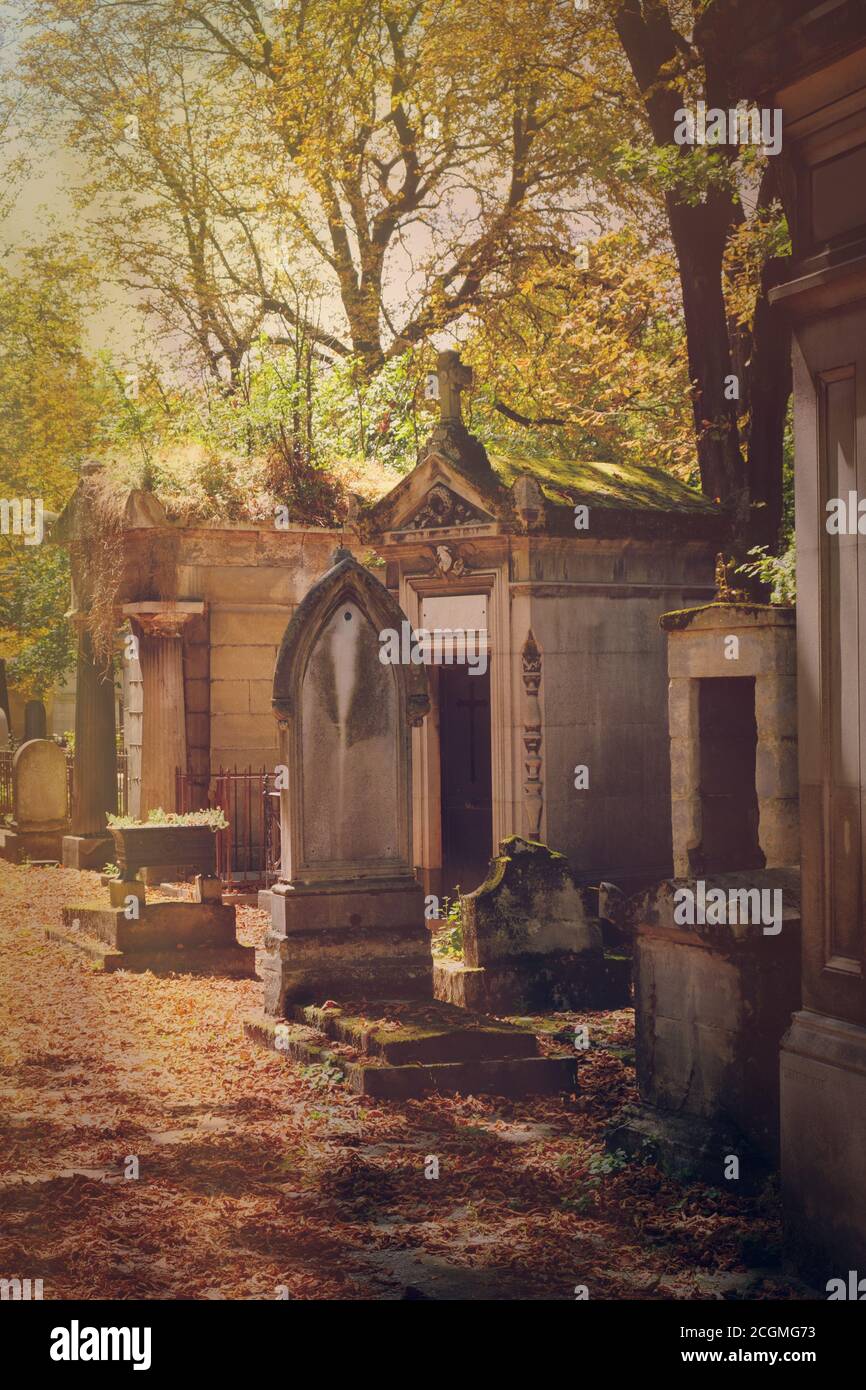 Vintage styled image of an old cemetery Stock Photo - Alamy
