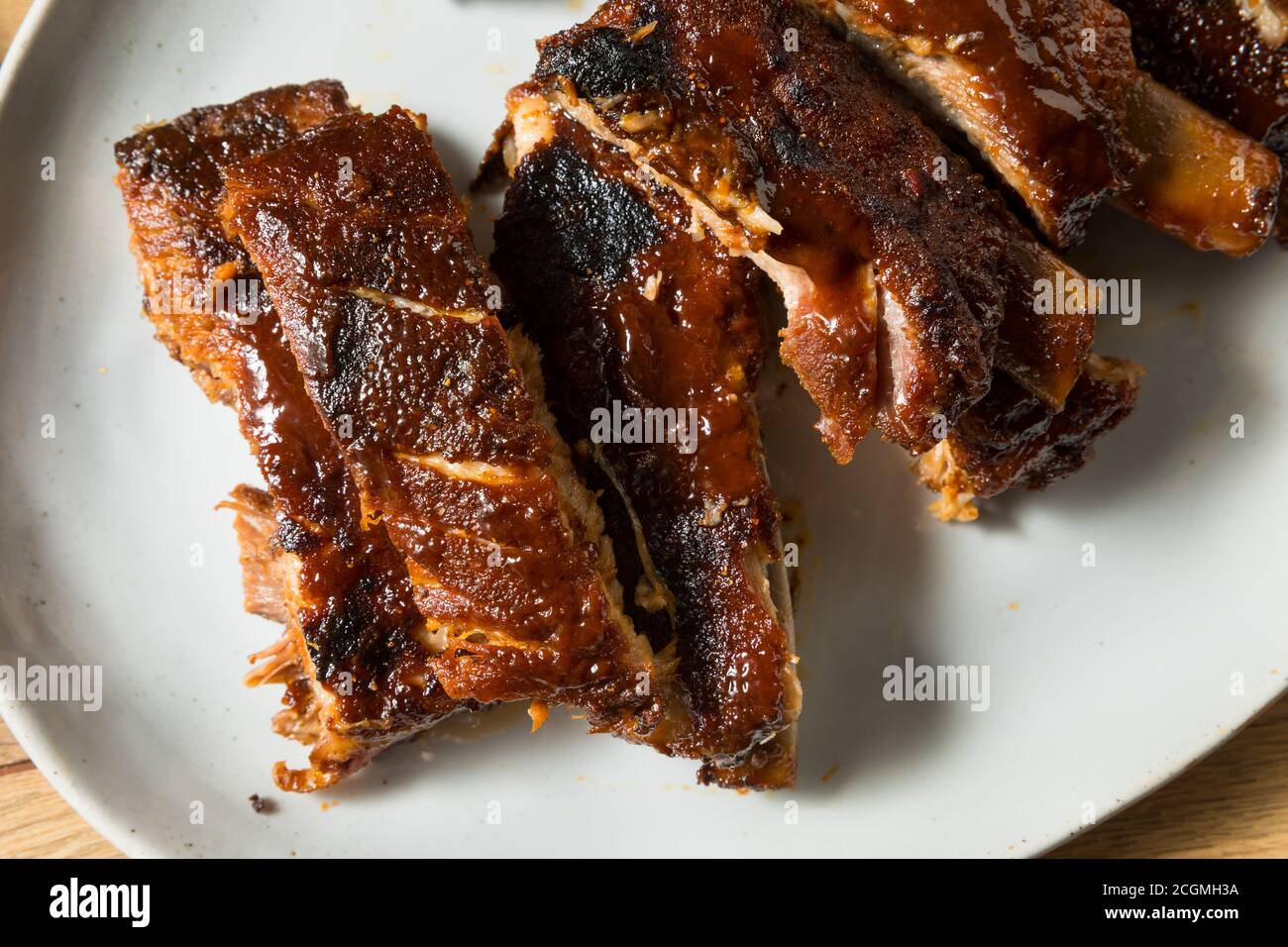 Homemade Smoked St Louis Style Spare Ribs with BBQ Sauce Stock Photo ...