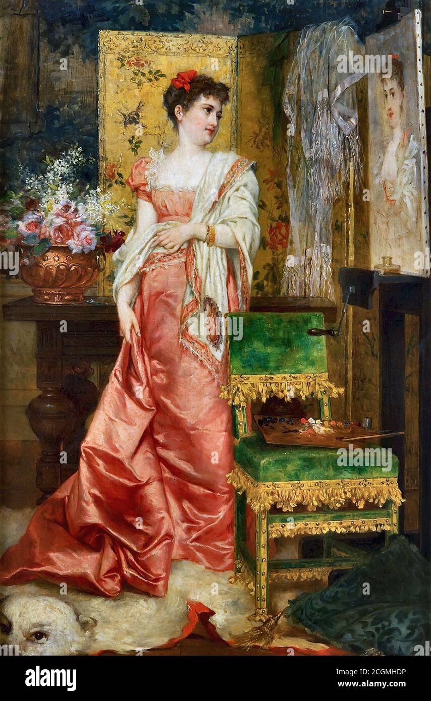 Verhas Frans - Le Portrait - Belgian School - 19th Century Stock Photo ...