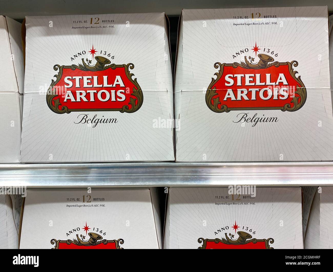 Orlando, FL/USA - 8/30/20: Boxes of Stella Artois bottled beer for sale ...