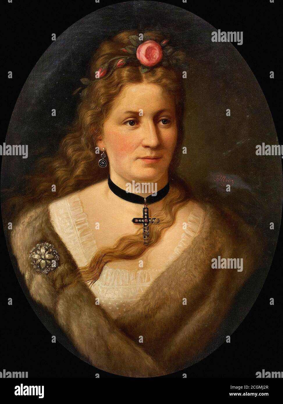 Navez Francois Joseph - Jonge Dame Met Roos - Belgian School - 19th ...