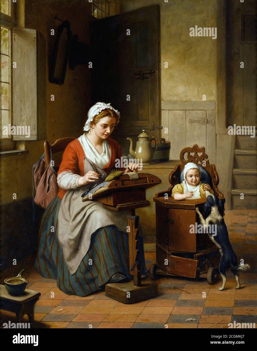 Loose Basile De - the Lacemaker - Belgian School - 19th Century Stock ...
