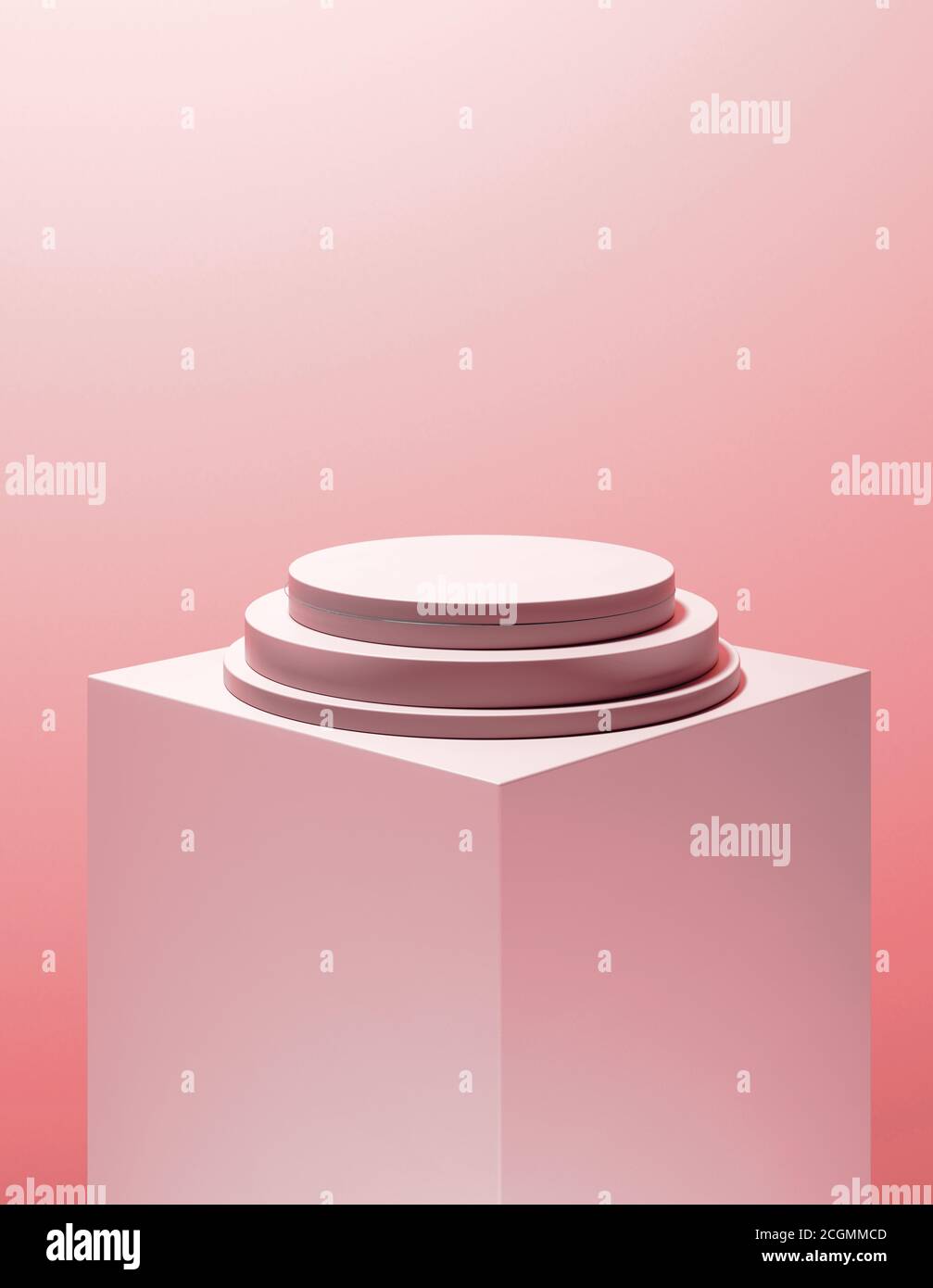 Minimal blank pink podium for product display. Color round pedestal ...