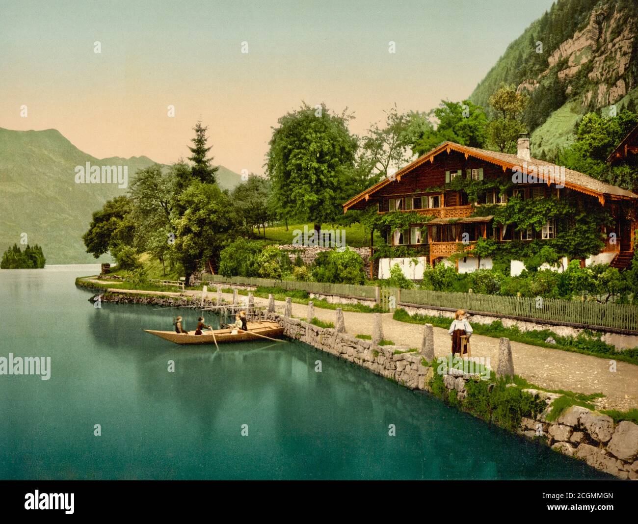 Lake Brienz and chalet, Brienz, Bernese Oberland, Bern, Switzerland ...