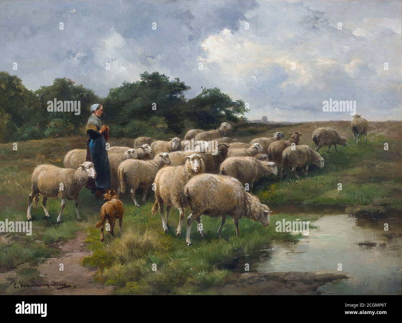 Leemputten Cornelis Van - Sheep at Pasture - Belgian School - 19th ...