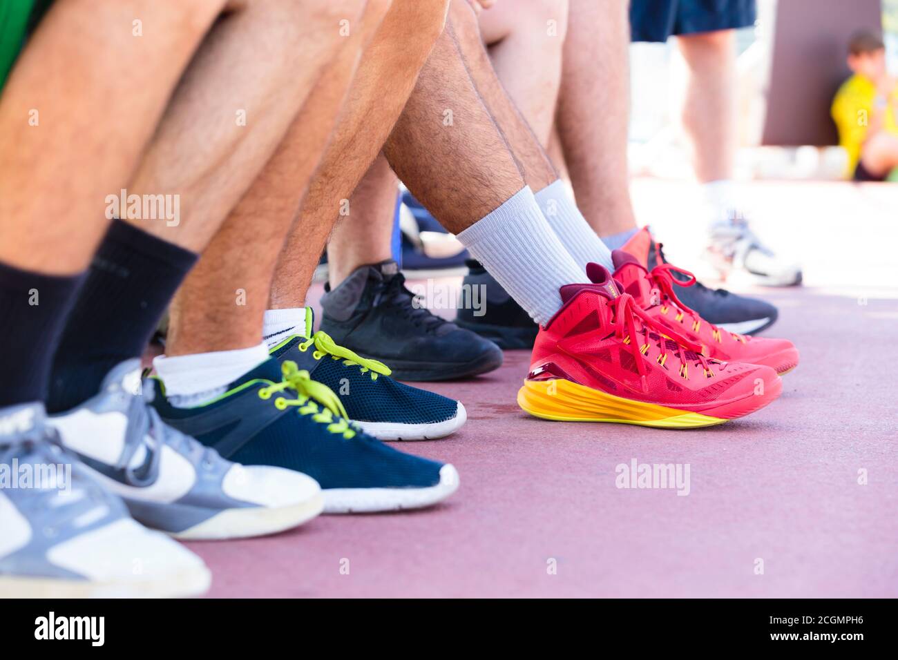 Feet of a team of basketball players Stock Photo - Alamy