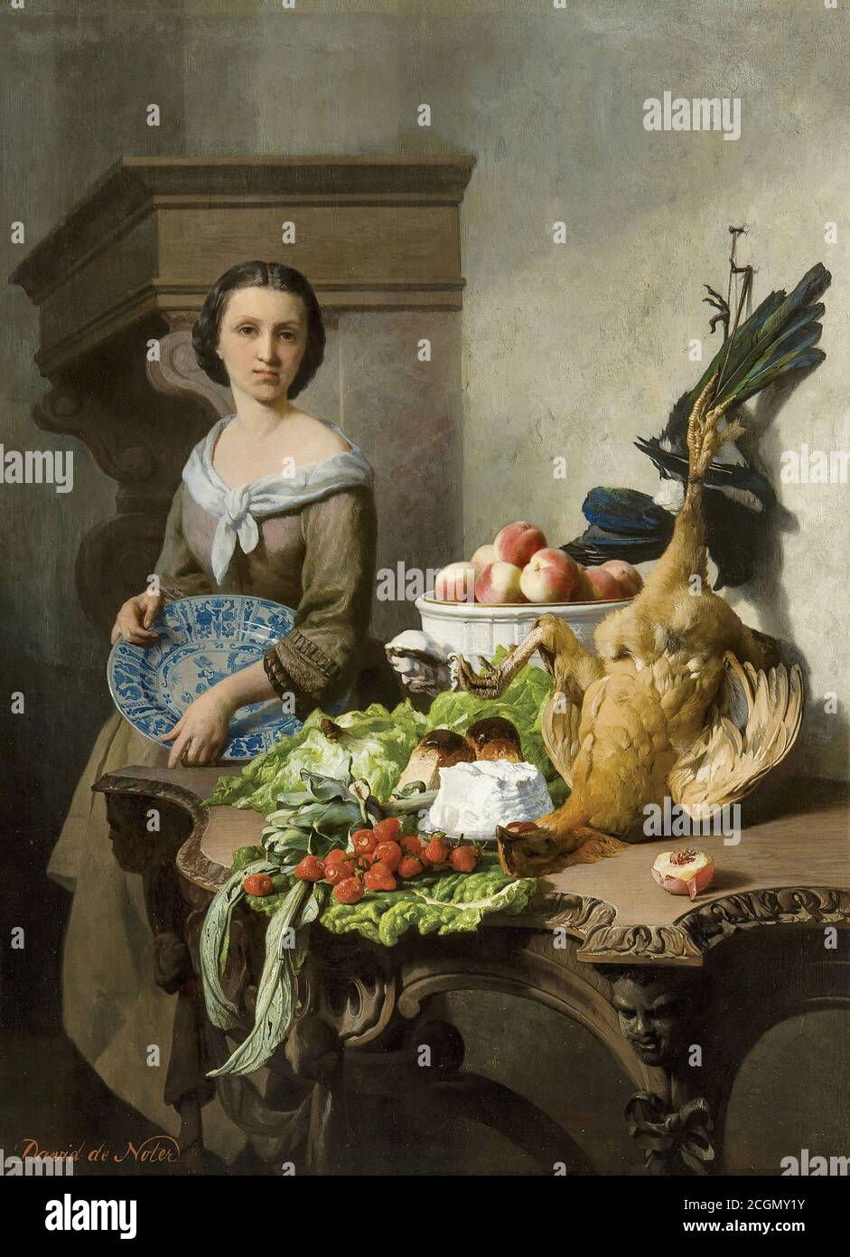 Noter David Emile Joseph De - Woman in an Interior with Exuberant Still ...