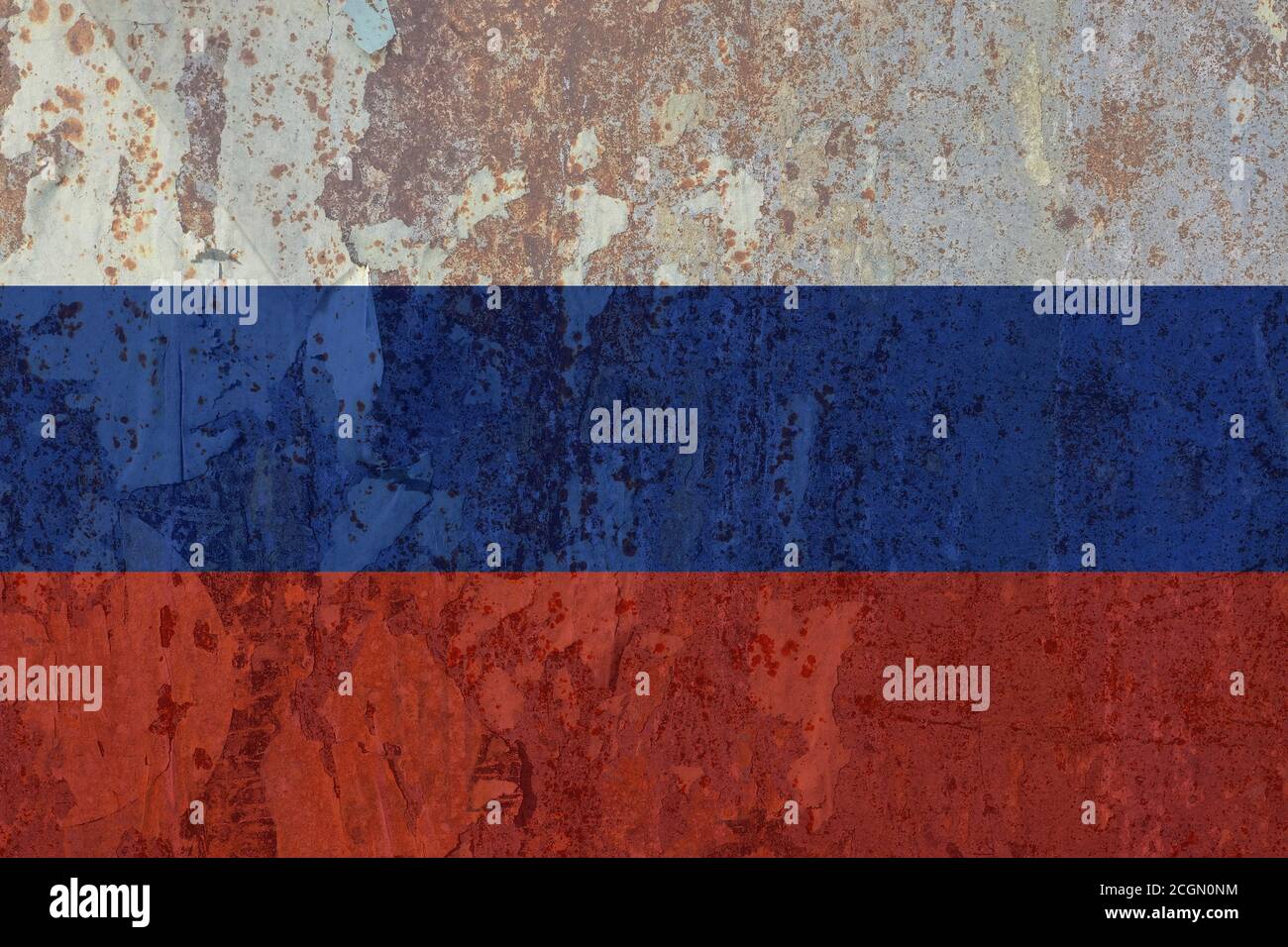 the Russian national flag of Russia, Europe, grunge rusted texturised ...