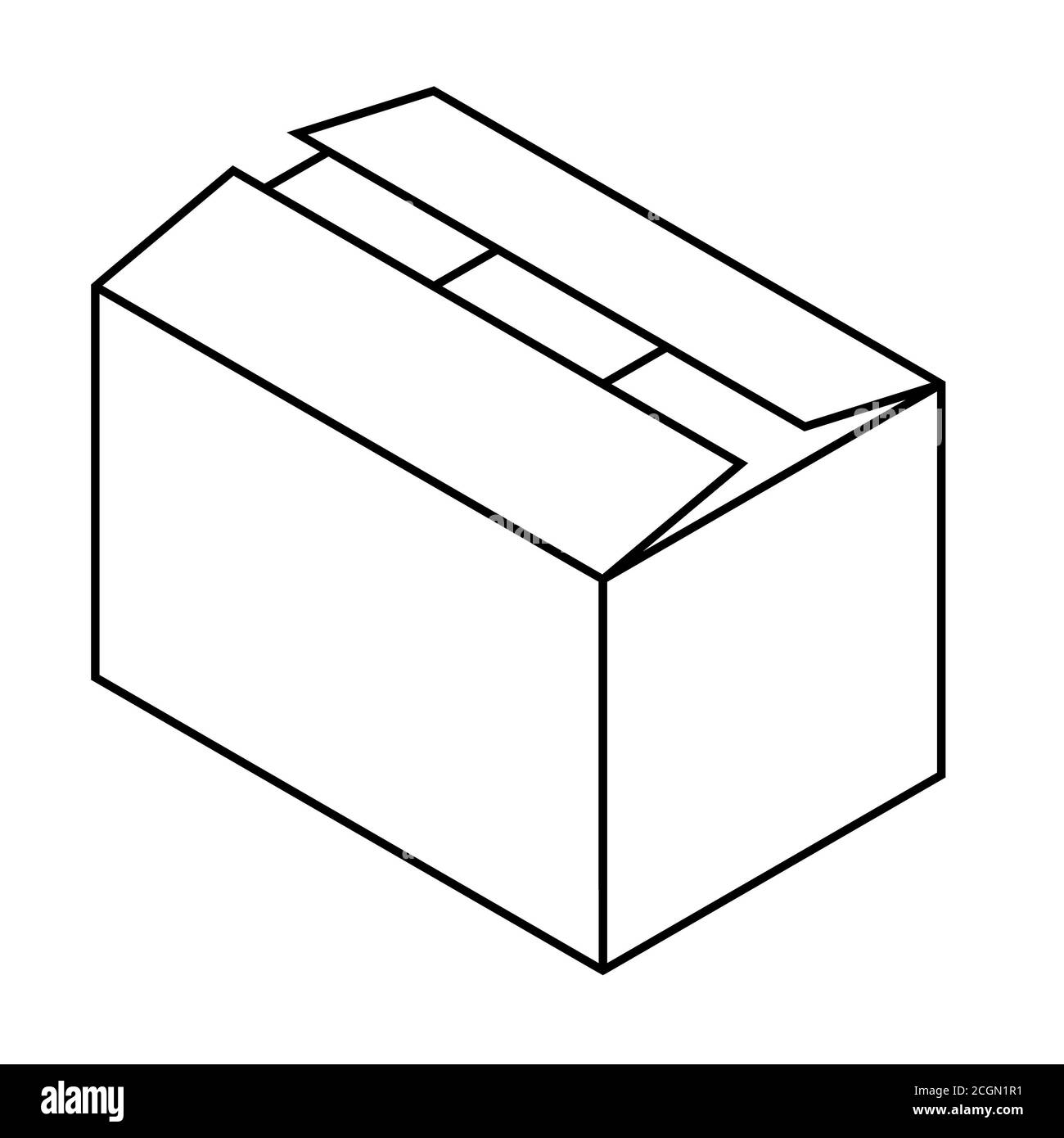 lineart box illustration in black over white Stock Photo - Alamy