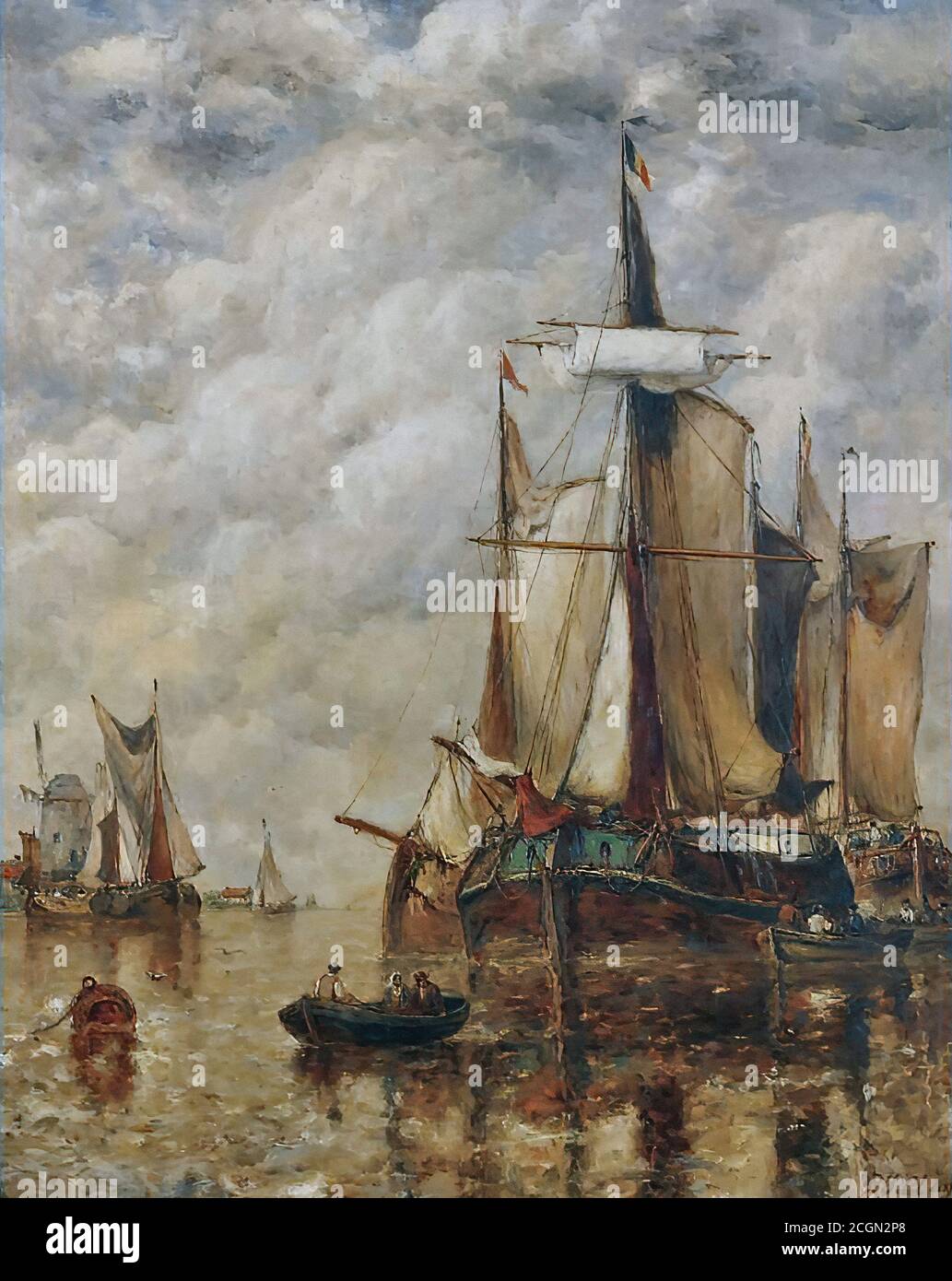 Clays Paul Jean - Dutch Harbor Scene - Belgian School - 19th Century ...