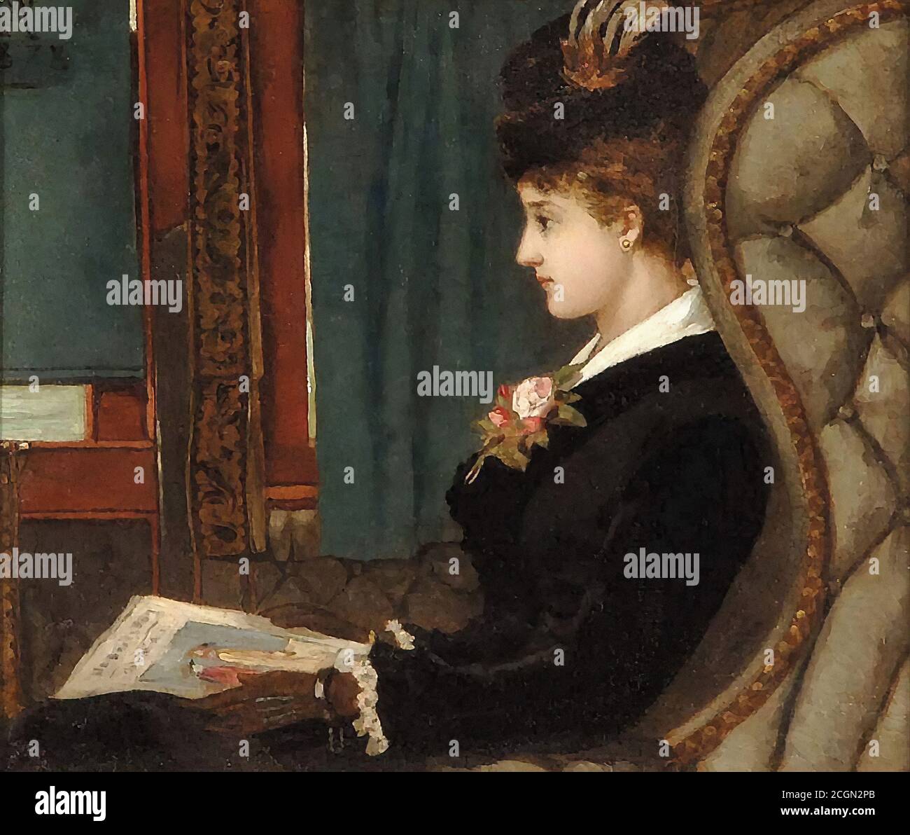 Cap Constant - Elégante Assise Dans Un Train - Belgian School - 19th ...