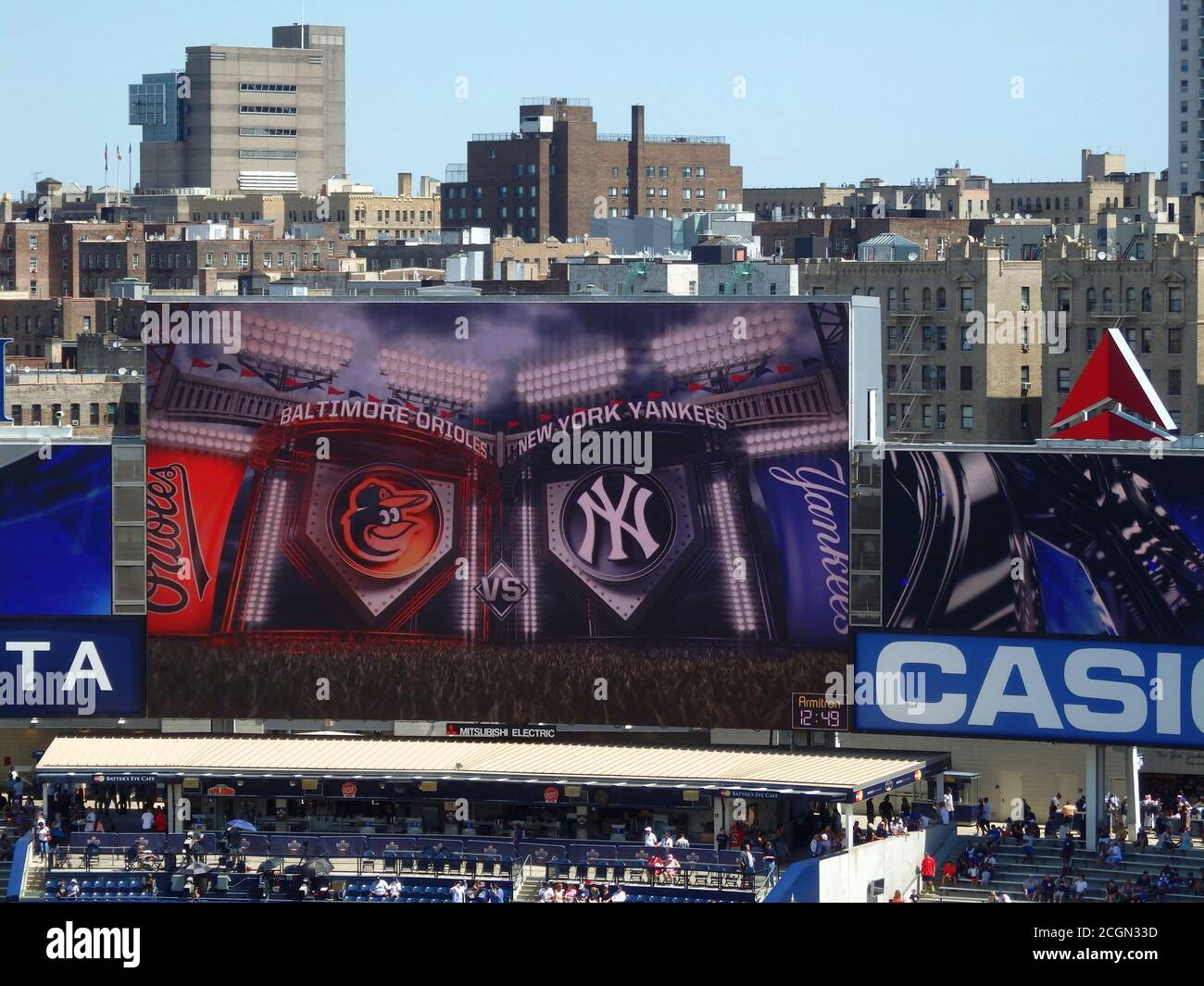 The Yankee Stadium scoreboard or jumbotron, New York City, United ...