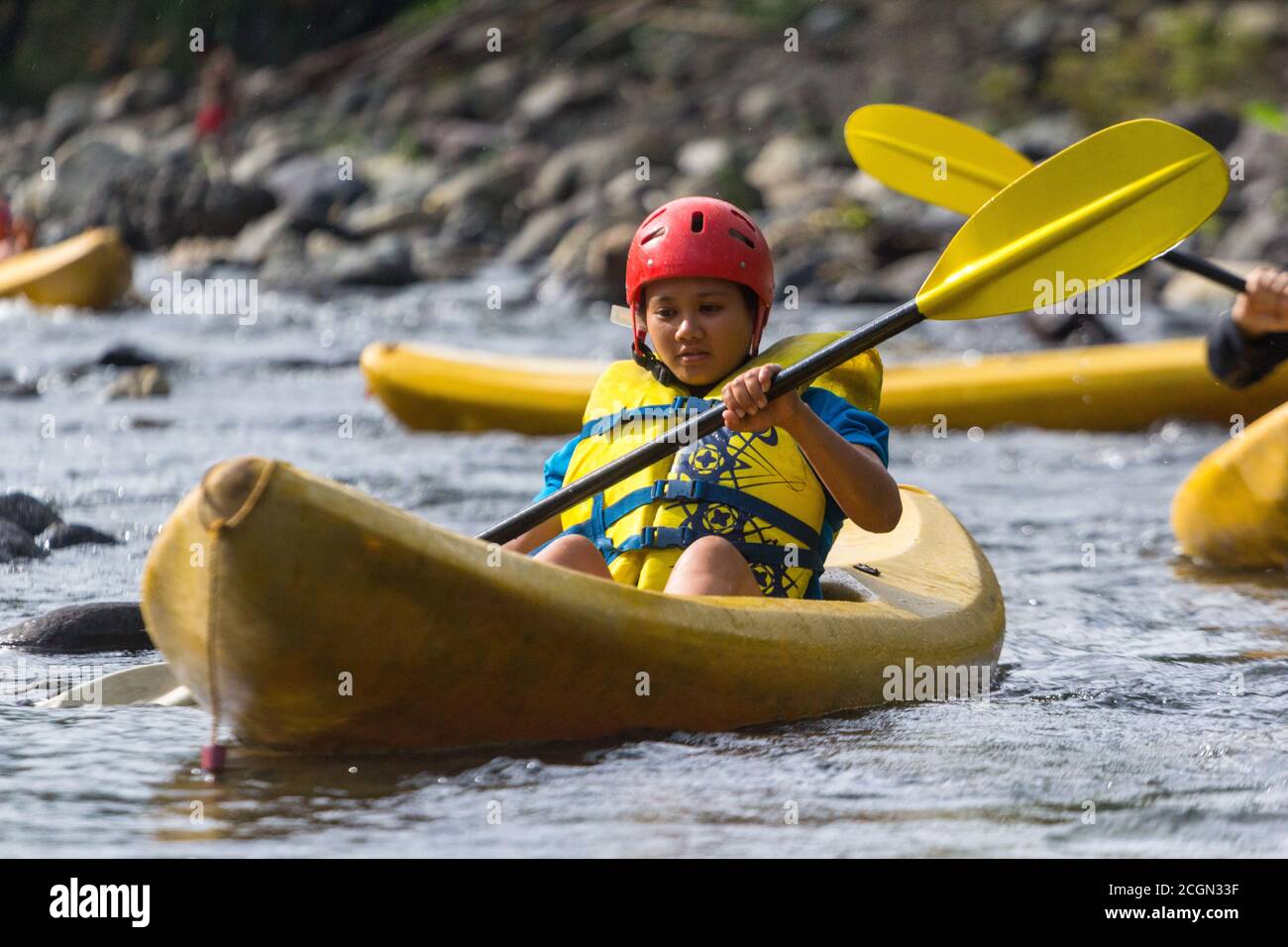 Adventure kayaking in the Tibiao River in Antique province Stock Photo ...