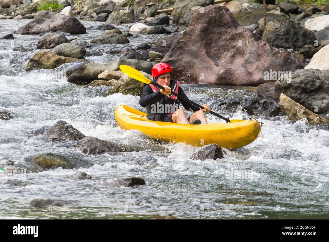 Adventure kayaking in the Tibiao River in Antique province Stock Photo ...