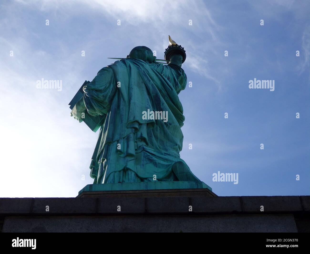 The back of the Statue of Liberty National Monument, New York City ...