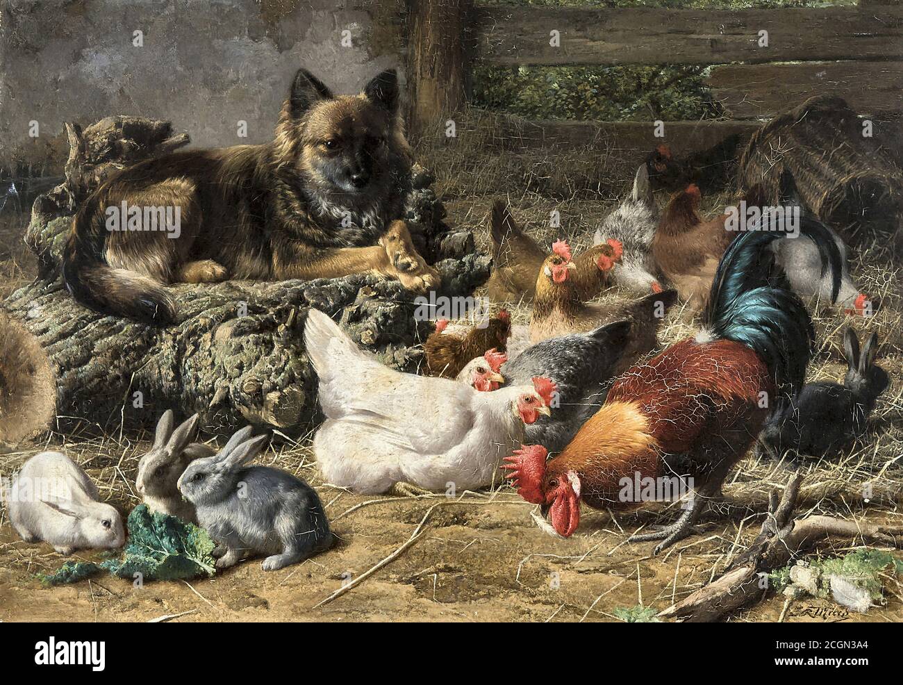 Maes Eugene Remy - De Bewaker Van Het Hoenderhok - Belgian School ...