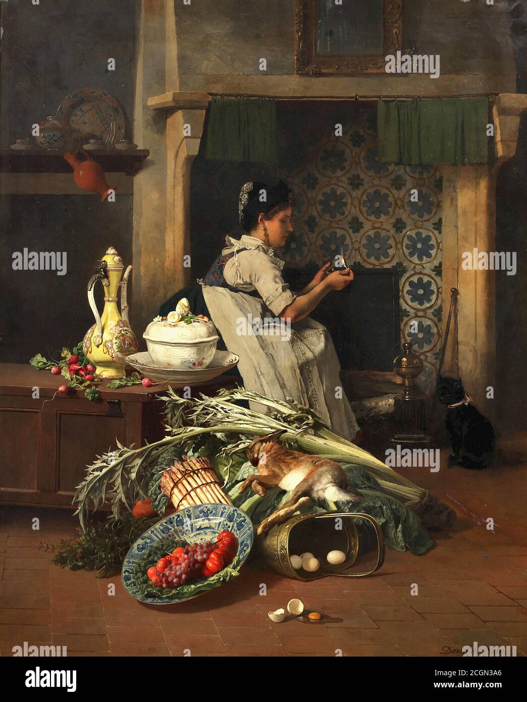 Noter David Emile Joseph De - Kitchen Maid with Game and Vegetables ...