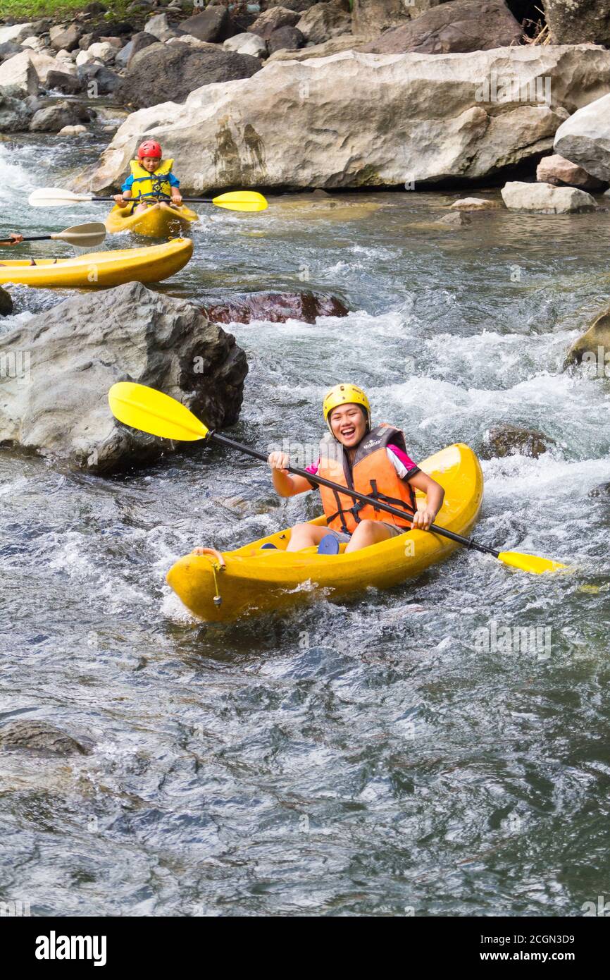 Adventure kayaking in the Tibiao River in Antique province Stock Photo ...