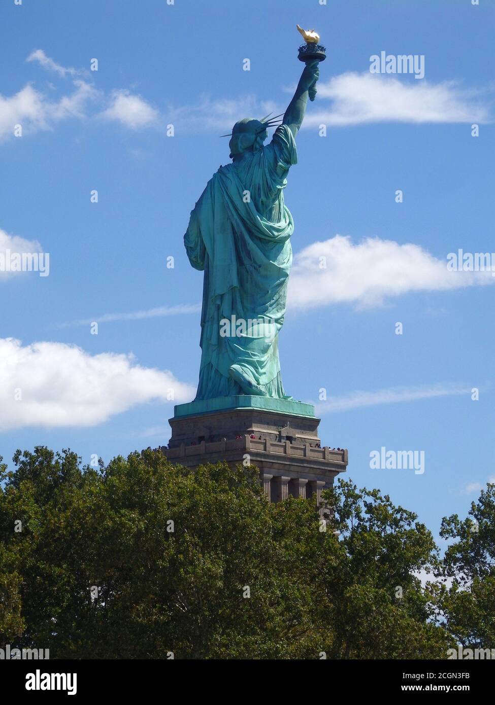 The back of the Statue of Liberty National Monument, New York City ...