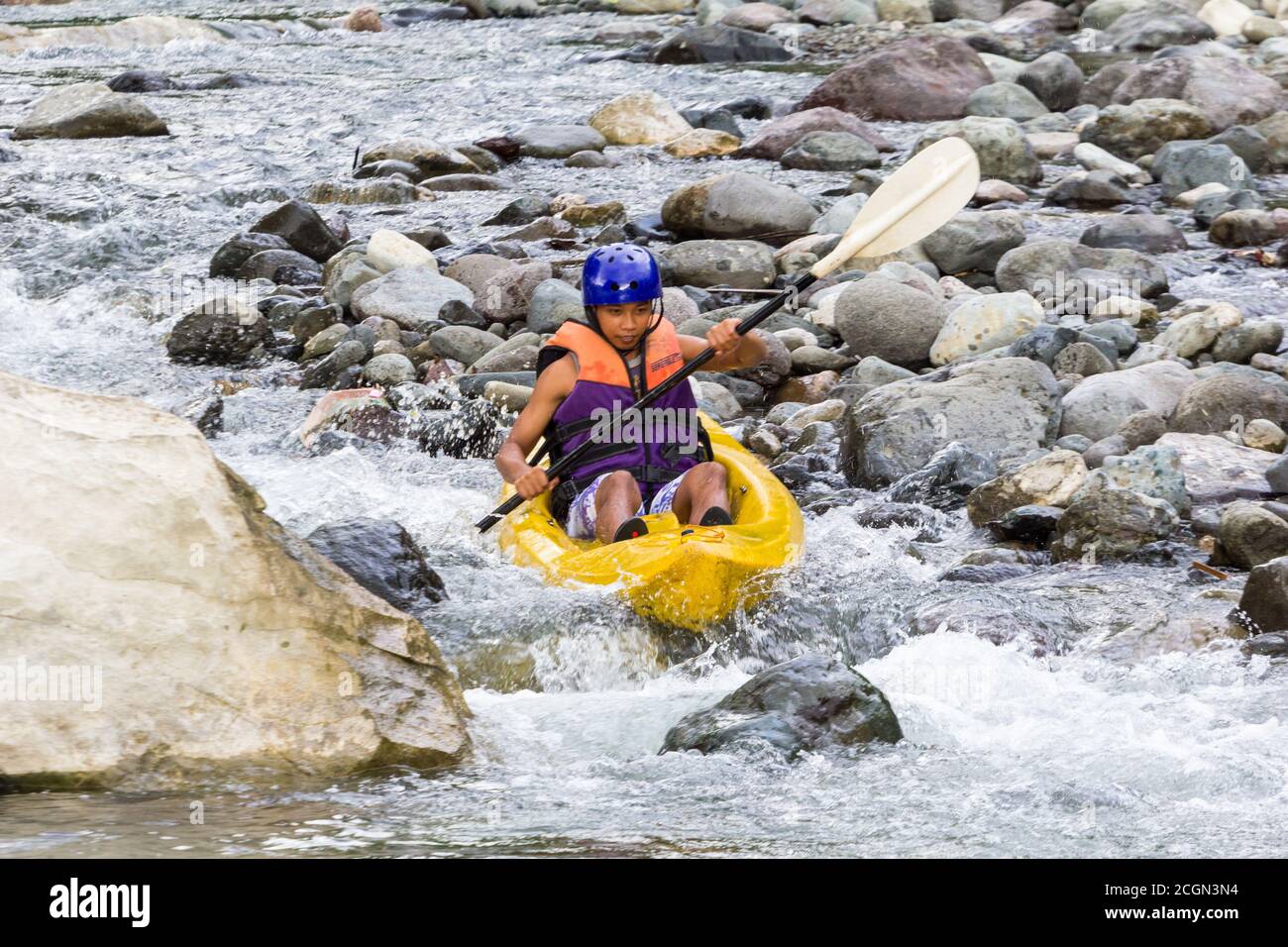 Adventure kayaking in the Tibiao River in Antique province Stock Photo ...