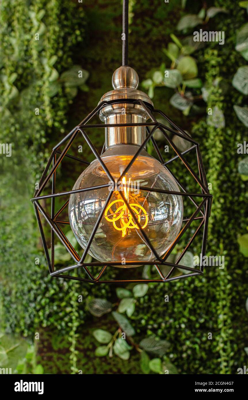 Lamp Yellow Lamp in Green Background Vintage Stock Photo - Alamy