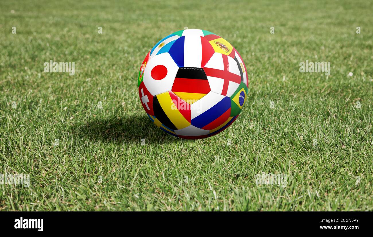 Traditional soccer game with a leather ball Stock Photo - Alamy