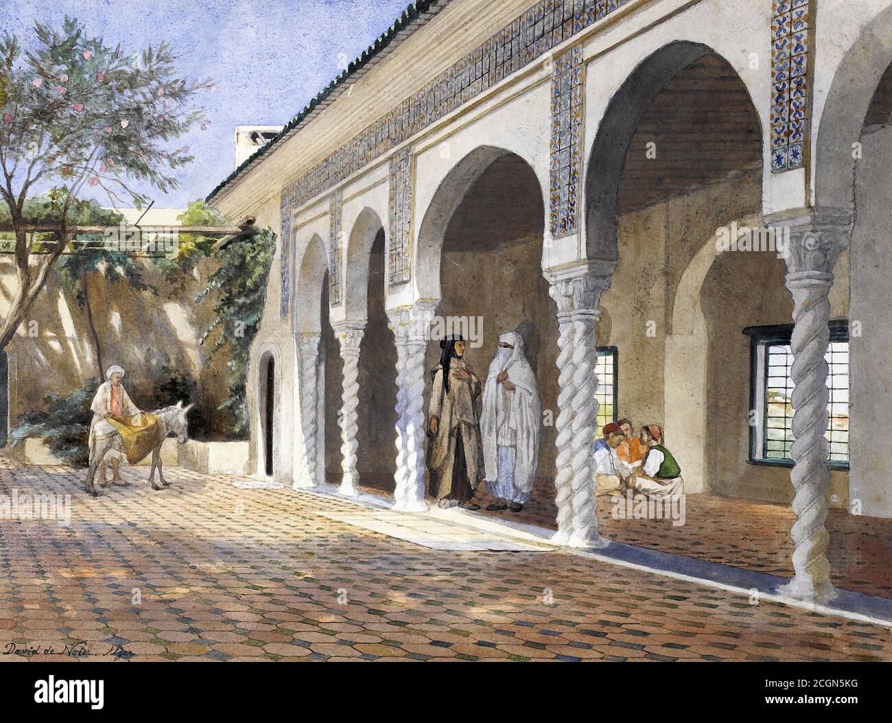 Noter David Emile Joseph De - Courtyard Scene Algiers - Belgian School ...