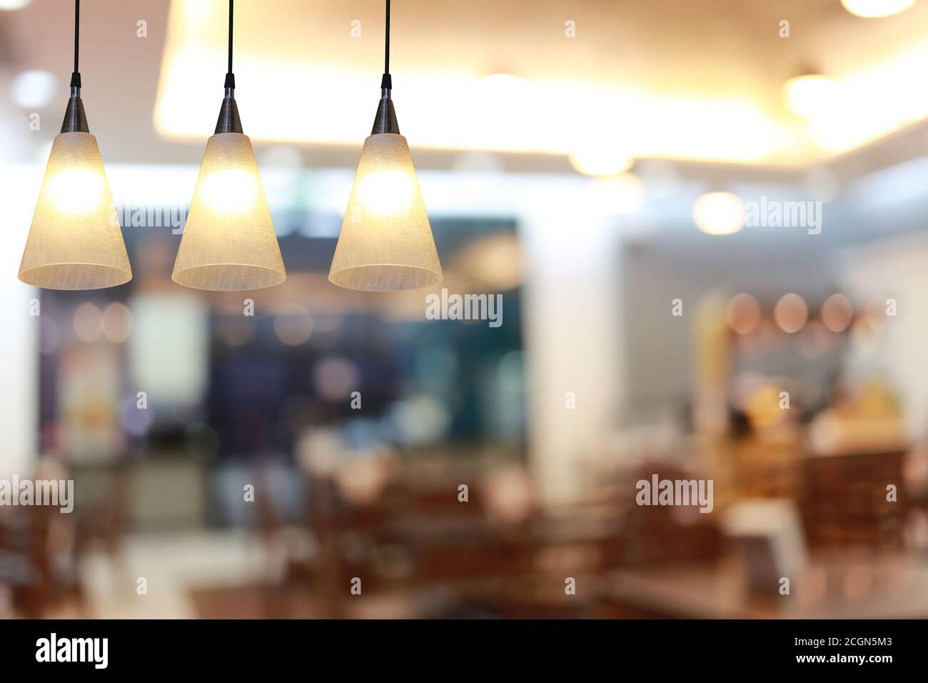 Modern lamp hanging from the ceiling of the restaurant for design in ...