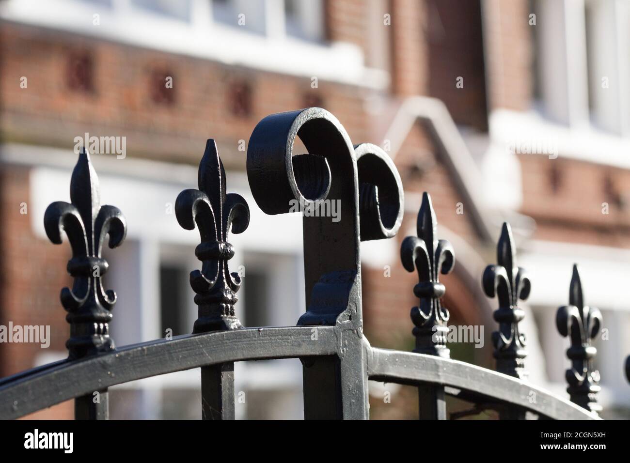 Wrought iron gate details Stock Photo - Alamy