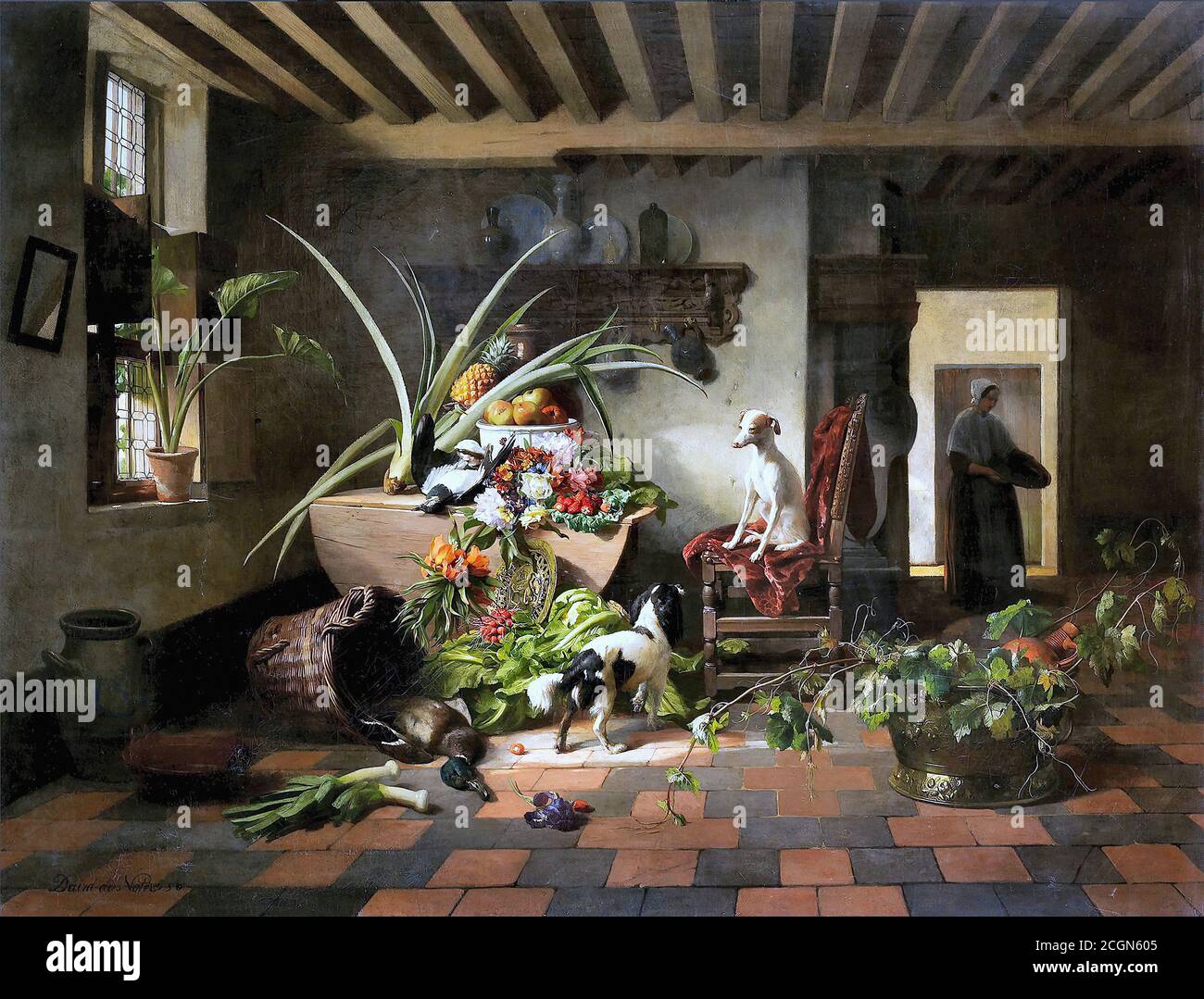 Noter David Emile Joseph De - Interior with Still Life - Belgian School ...