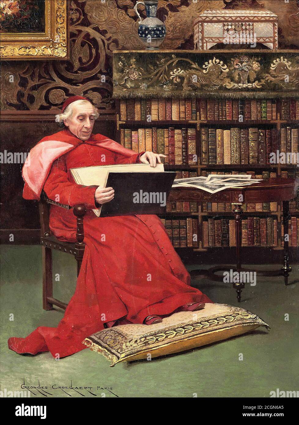 Croegaert Georges - in the Library - Belgian School - 19th Century ...
