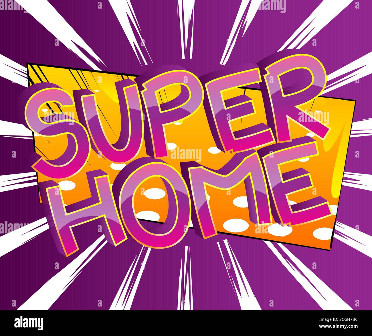Super Home Comic book style cartoon words on abstract comics background ...