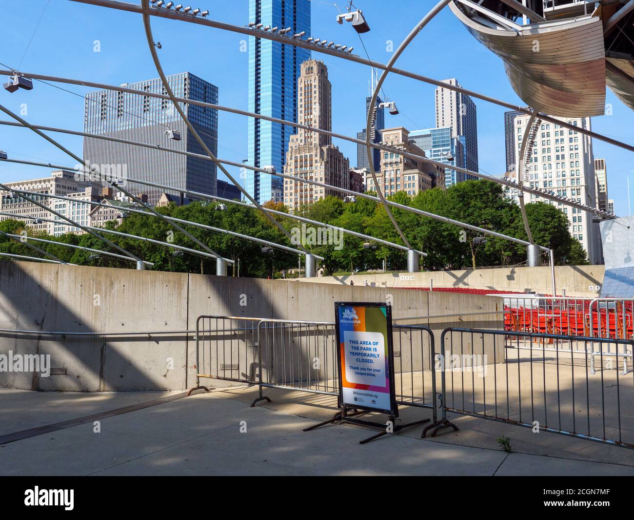Pritzker Pavilion closed due to COVID-19 pandemic. Millennium Park ...